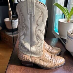 Nocona | Shoes | Vintage Nocona Python Cowboy Boots Mens Size 85 Cream ...